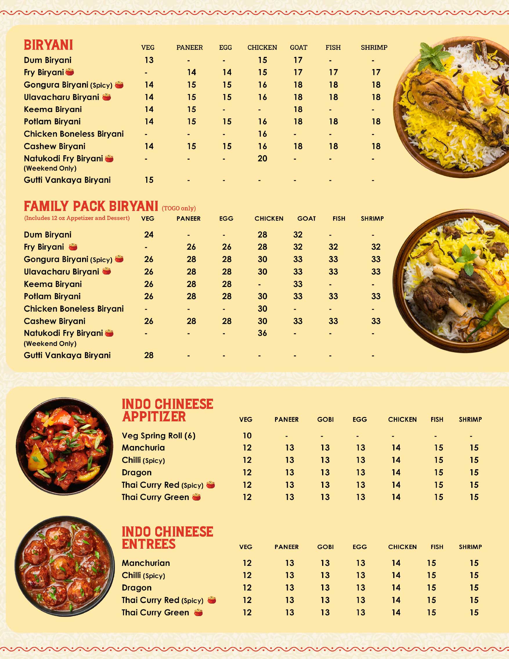 Menu | Hyderabadi Spicy Matka